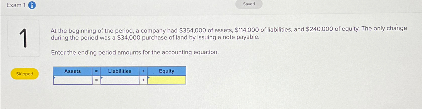 Solved Exam 1 ﻿iSaved1At the beginning of the period, a | Chegg.com