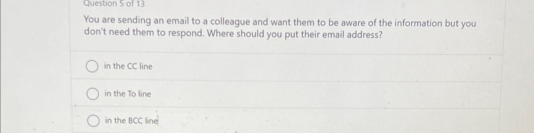 Solved Question 5 ﻿of 13You are sending an email to a | Chegg.com