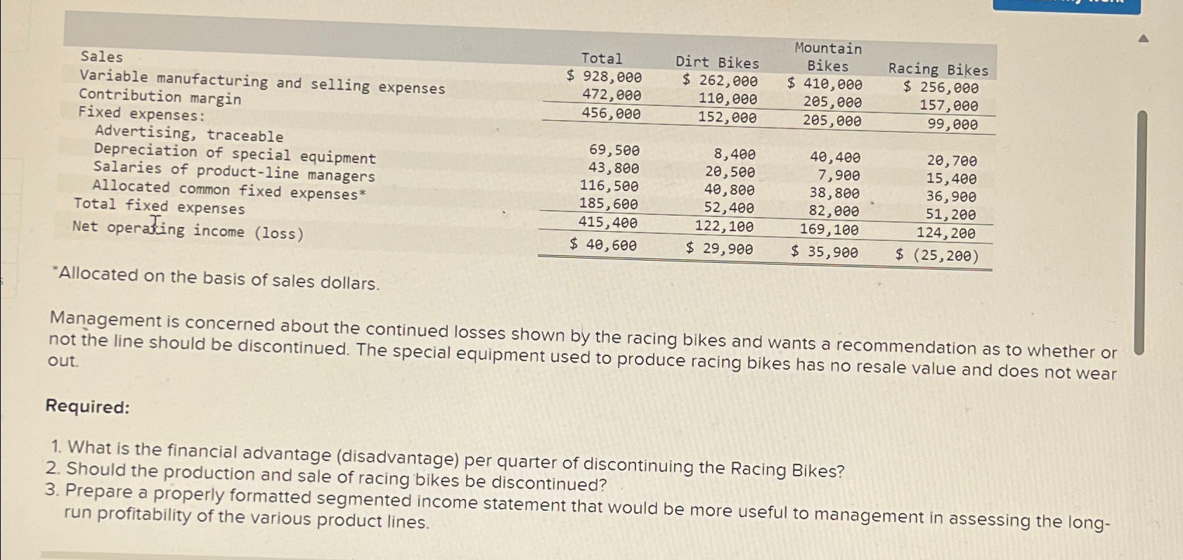 Solved \table[[,,,Mountain,],[\table[[Sales],[Variable | Chegg.com