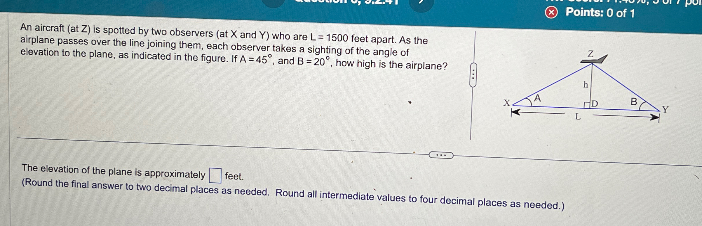 Solved An aircraft (at Z ) ﻿is spotted by two observers (at | Chegg.com