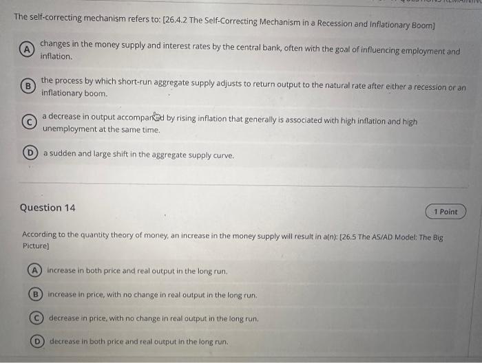 Solved The self-correcting mechanism refers to: [26.4.2 The | Chegg.com