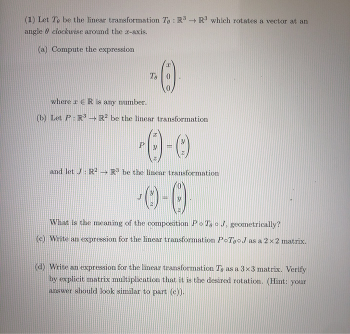 Solved R3 which rotates a vector at an (1) Let to be the | Chegg.com