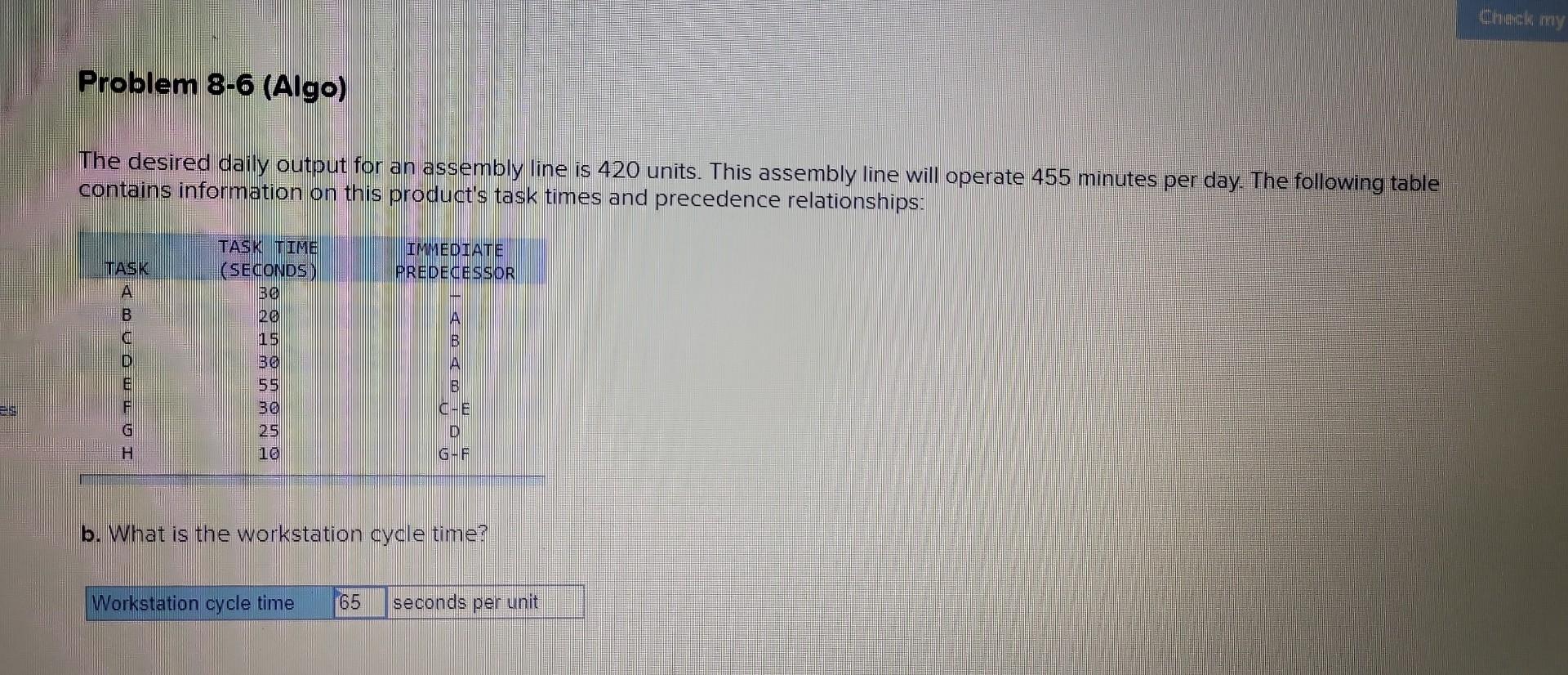 Solved The desired daily output for an assembly line is 420 | Chegg.com
