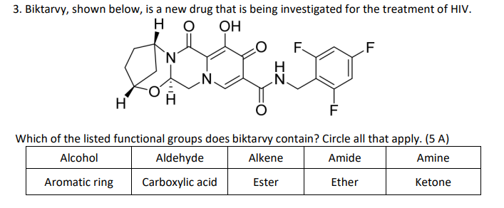 Solved Biktarvy, shown below, is a new drug that is being | Chegg.com