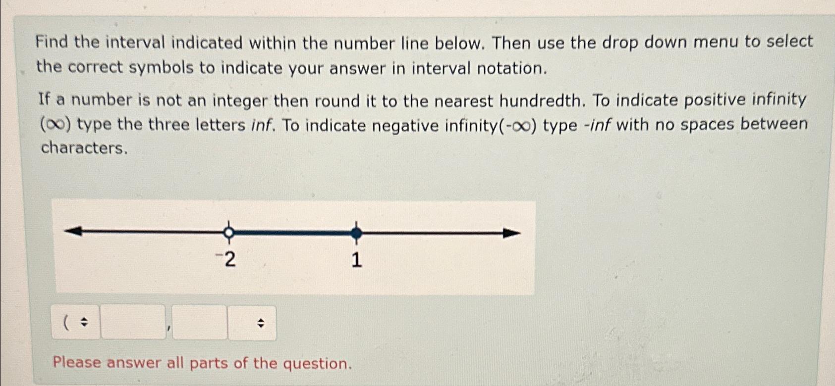 Solved Find the interval indicated within the number line | Chegg.com