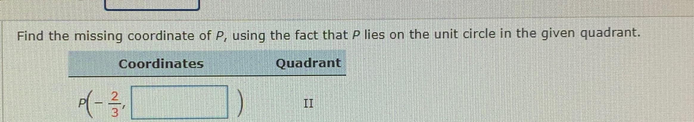 Solved Find the missing coordinate of P, ﻿using the fact | Chegg.com