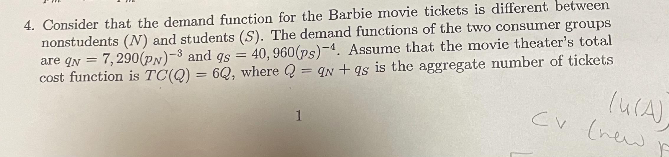 Solved Consider that the demand function for the Barbie | Chegg.com