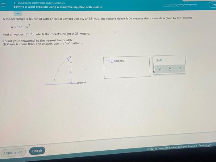 Solved = O QUADRATIC EQUATIONS AND FUNCTIONS Solving a word | Chegg.com