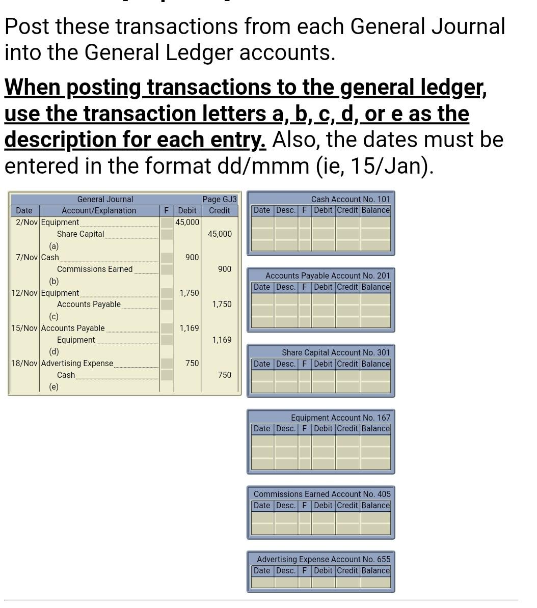 Solved Post these transactions from each General Journal | Chegg.com