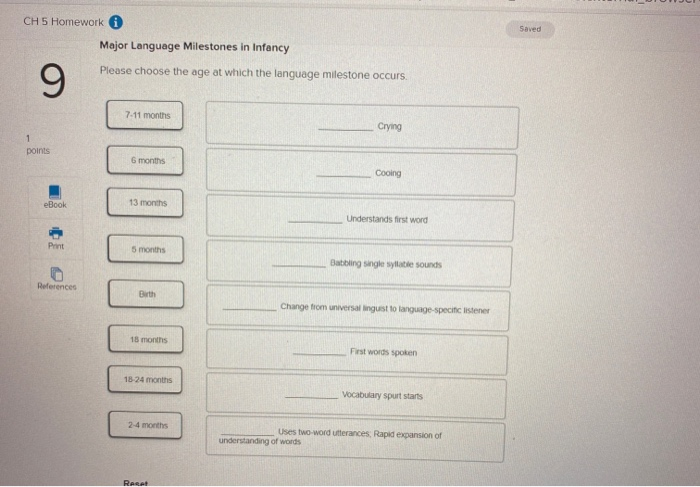 Solved Saved CH 5 Homework Major Language Milestones in | Chegg.com Solved Saved CH 5 Homework Major Language Milestones in | Chegg.com