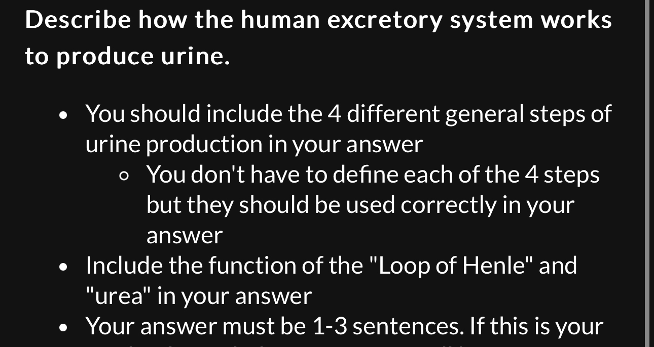 Solved Describe how the human excretory system works to | Chegg.com