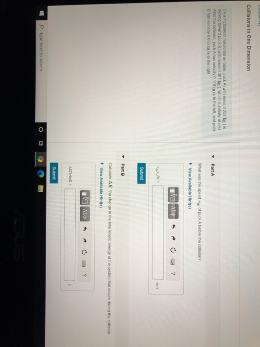 Solved Collisions in One Dimension On a frictionless | Chegg.com