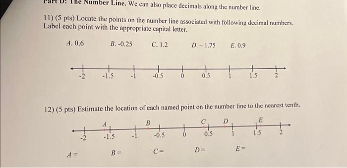Solved 11) (5 pts) Locate the points on the number line | Chegg.com