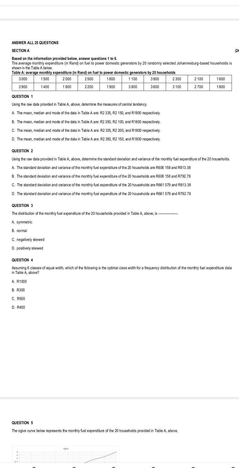 Solved ANSWER ALL 25 QUESTIONS SECTION A Based on the | Chegg.com