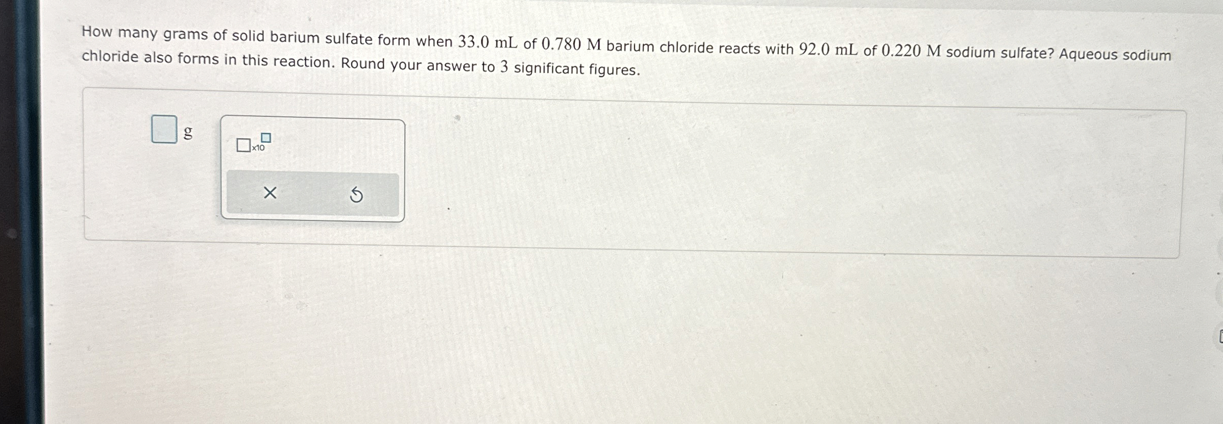 Solved How many grams of solid barium sulfate form when 33.0 | Chegg.com