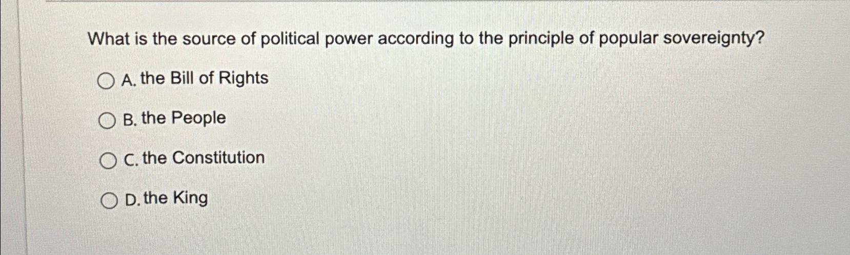 Solved What is the source of political power according to | Chegg.com