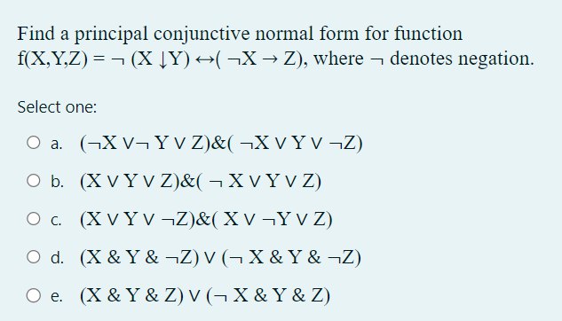 Solved Find a principal conjunctive normal form for | Chegg.com