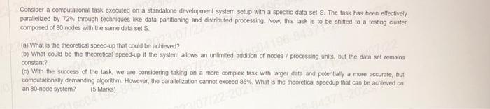 Solved Consider a computational task executed on a | Chegg.com