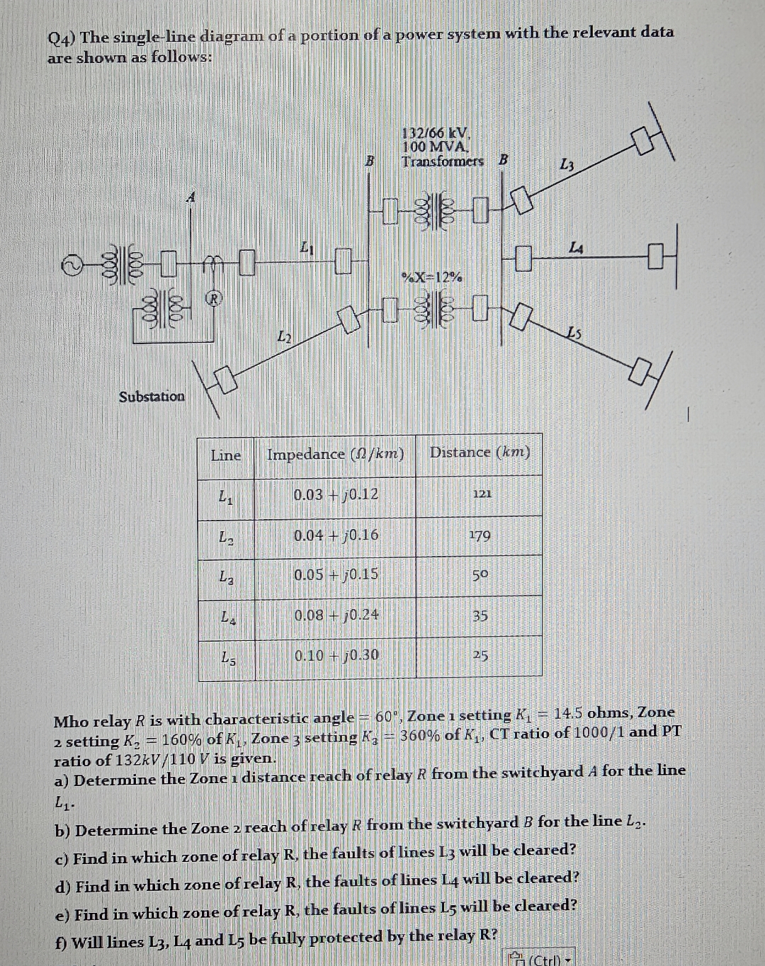 Solved Q4) ﻿The single-line diagram of a portion of a power | Chegg.com