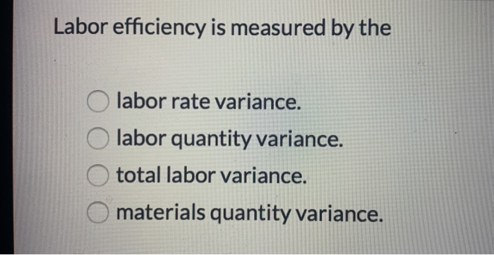 Solved Labor efficiency is measured by the O labor rate | Chegg.com