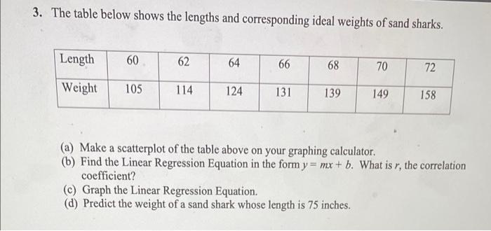 Solved 3. The table below shows the lengths and | Chegg.com