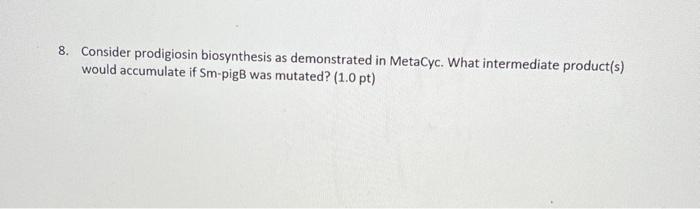 Solved 8. Consider prodigiosin biosynthesis as demonstrated | Chegg.com
