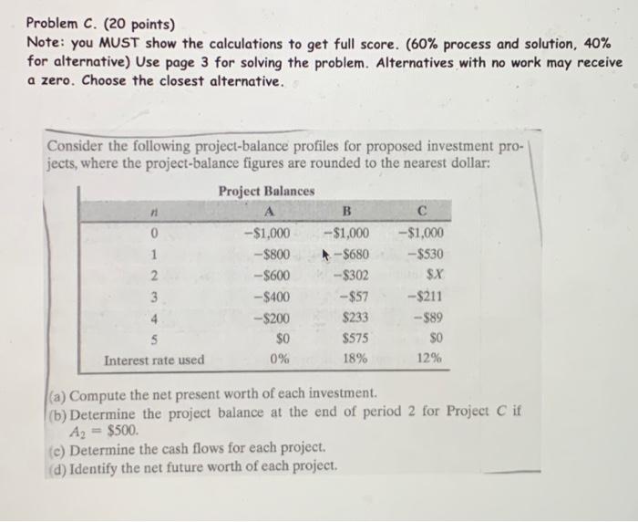 Solved Problem C. (20 points) Note: you MUST show the | Chegg.com