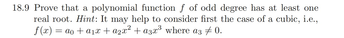 Solved 18.9 ﻿Prove that a polynomial function f ﻿of odd | Chegg.com