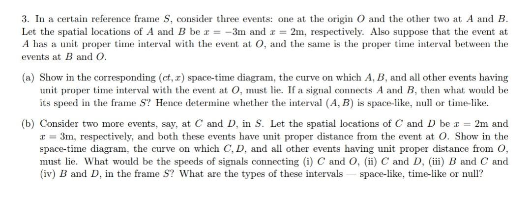 1. Consider two stationary observers A and B at a | Chegg.com