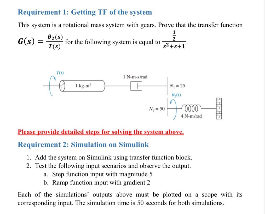 Requirement 1: Getting TF of the systemThis system is | Chegg.com