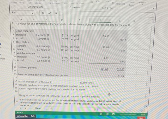 Solved Patterson, Inc has proviced detalls of its actual | Chegg.com