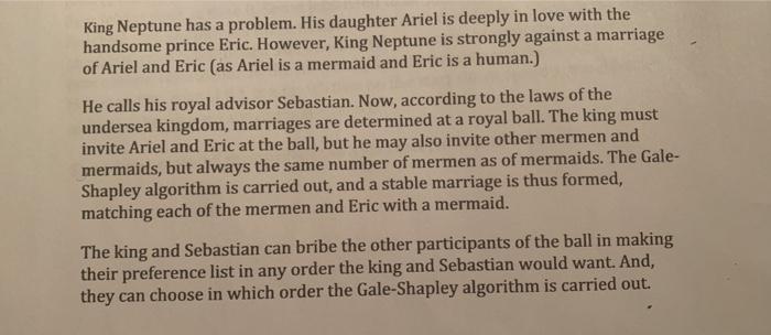 Solved King Neptune has a problem. His daughter Ariel is | Chegg.com