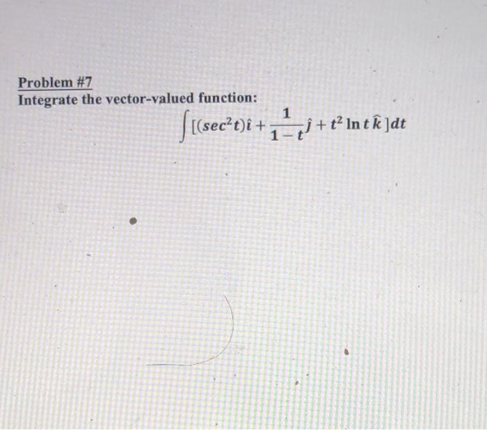 Solved Problem #7 Integrate the vector-valued function: | Chegg.com