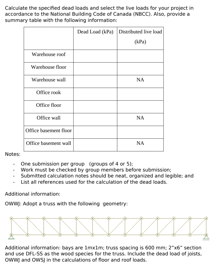 Solved Calculate the specified dead loads and select the | Chegg.com