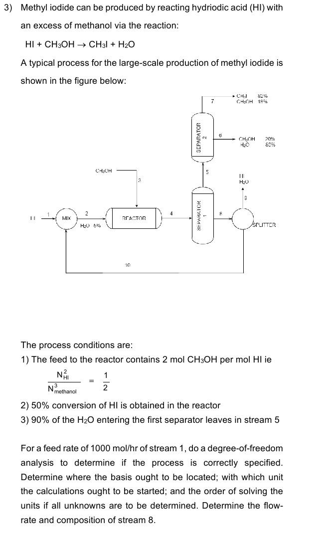 Solved 3) Methyl iodide can be produced by reacting | Chegg.com