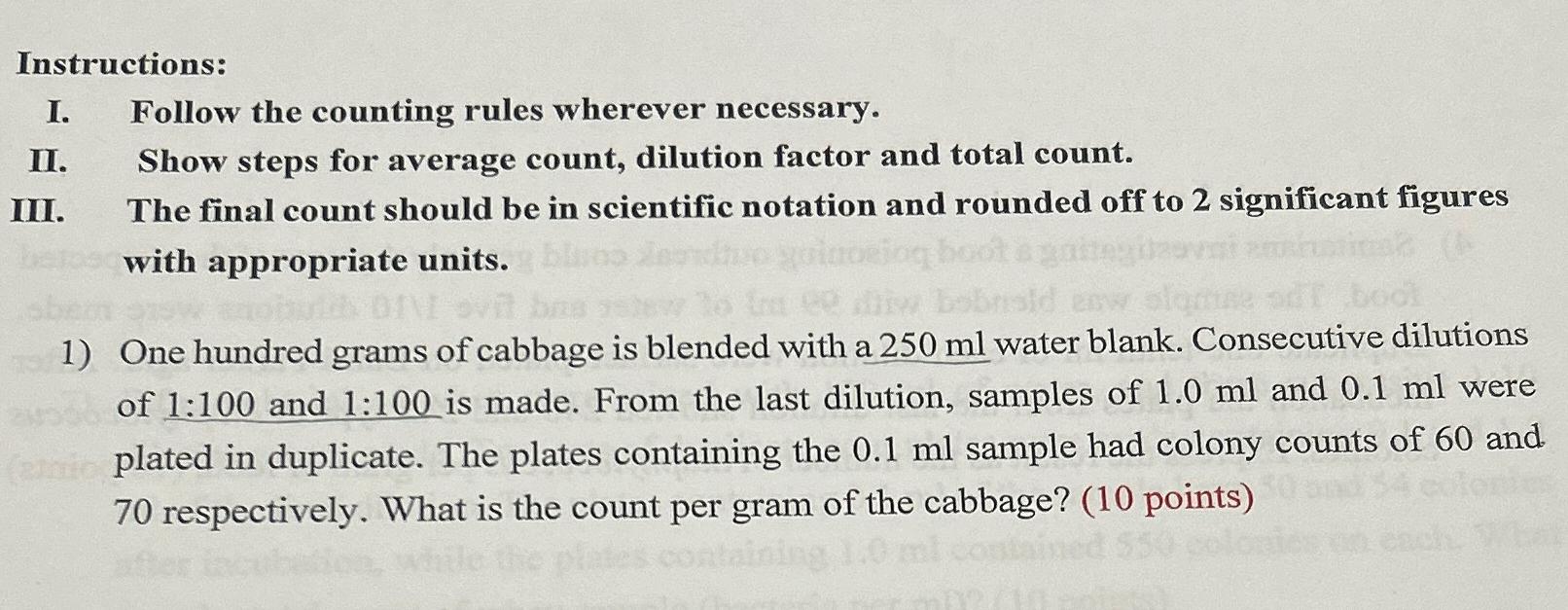 Solved Instructions:I. Follow the counting rules wherever | Chegg.com
