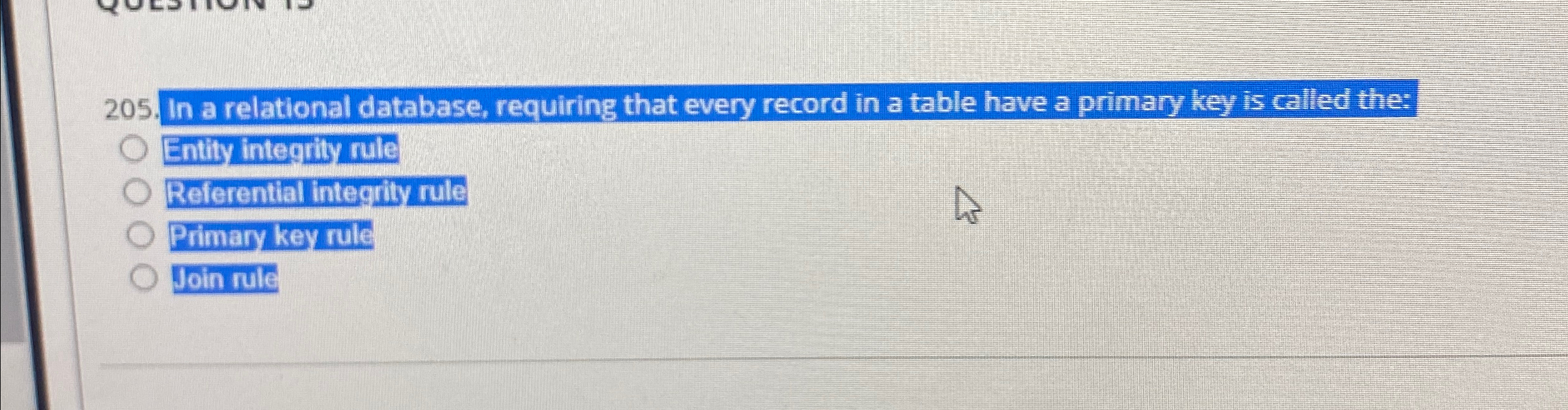 Solved In a relational database, requiring that every record | Chegg.com