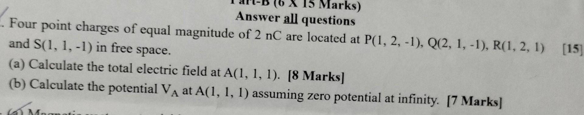 Solved Answer all questions Four point charges of equal | Chegg.com