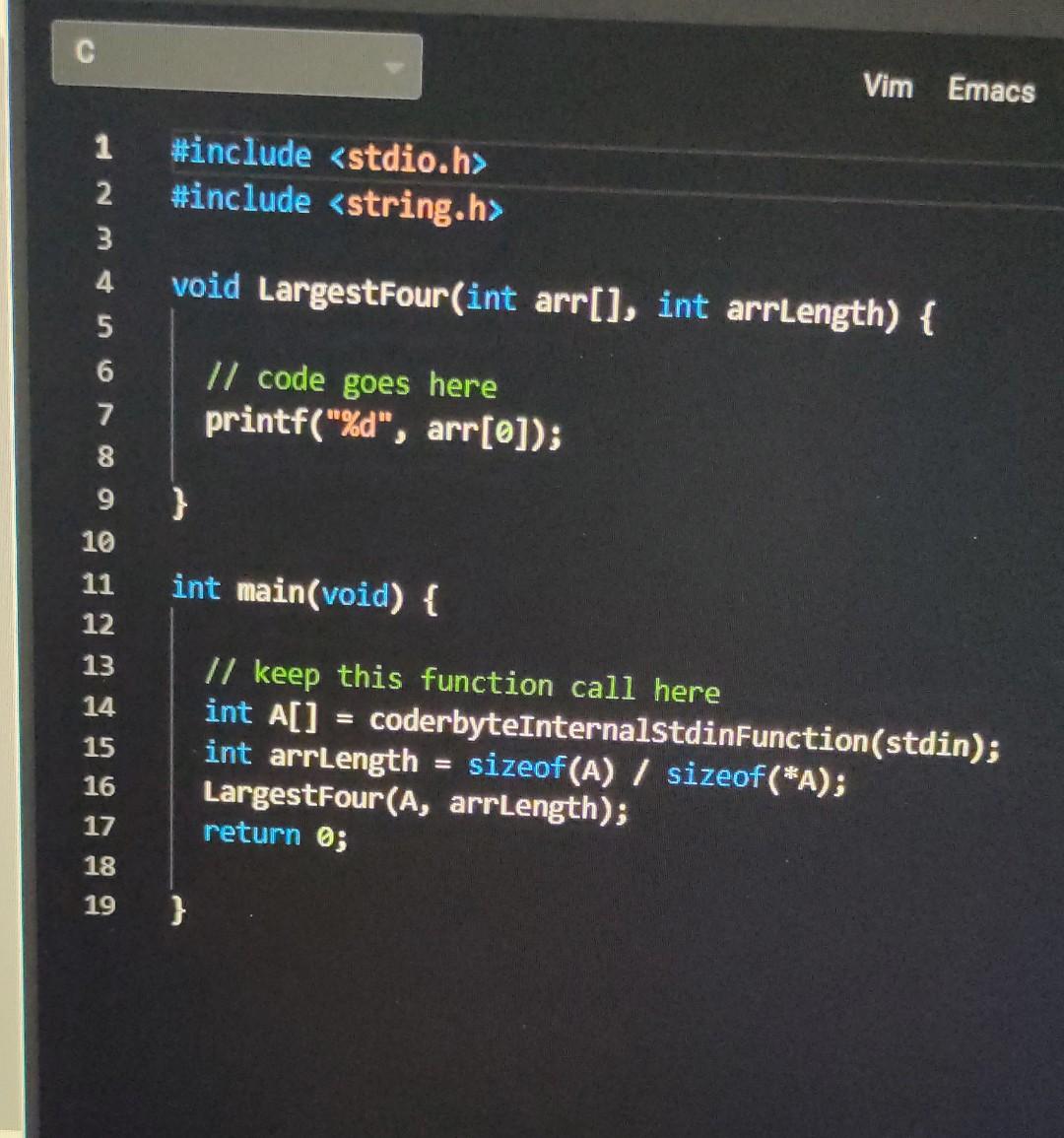 Solved Largest Four Have the function Largest Four (arr) | Chegg.com
