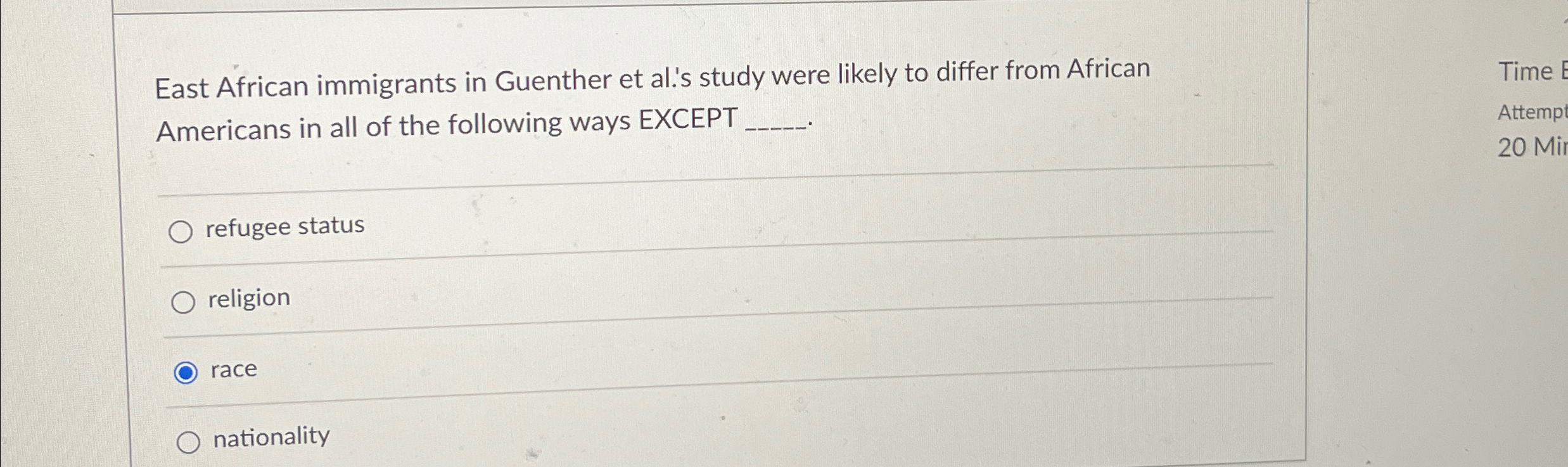 Solved East African immigrants in Guenther et al.'s study | Chegg.com