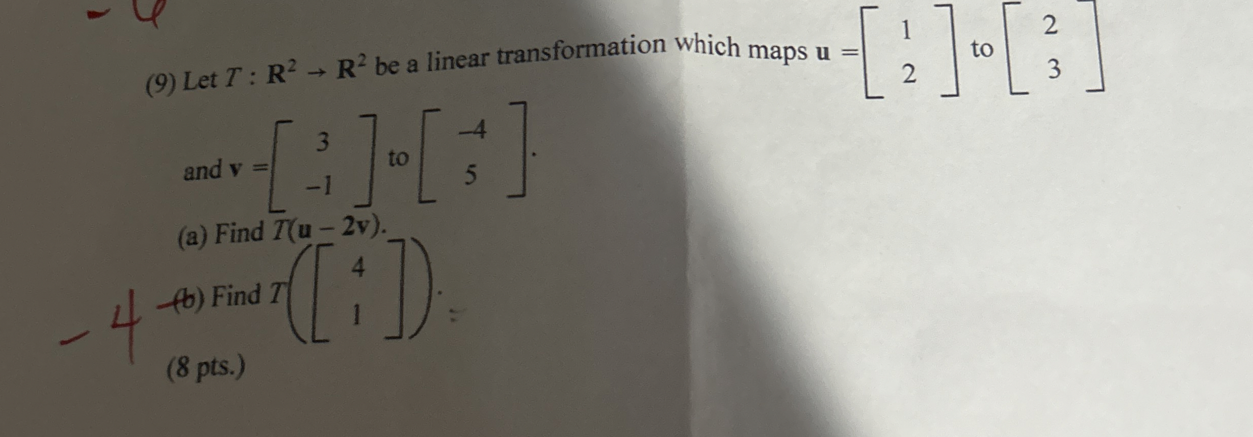 Solved (9) ﻿Let T:R2→R2 ﻿be a linear transformation which | Chegg.com