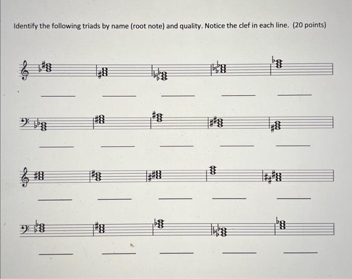 Identify the following triads by name (root note) and | Chegg.com