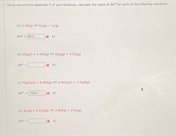 Solved Using values from Appendix C of your textbook, | Chegg.com