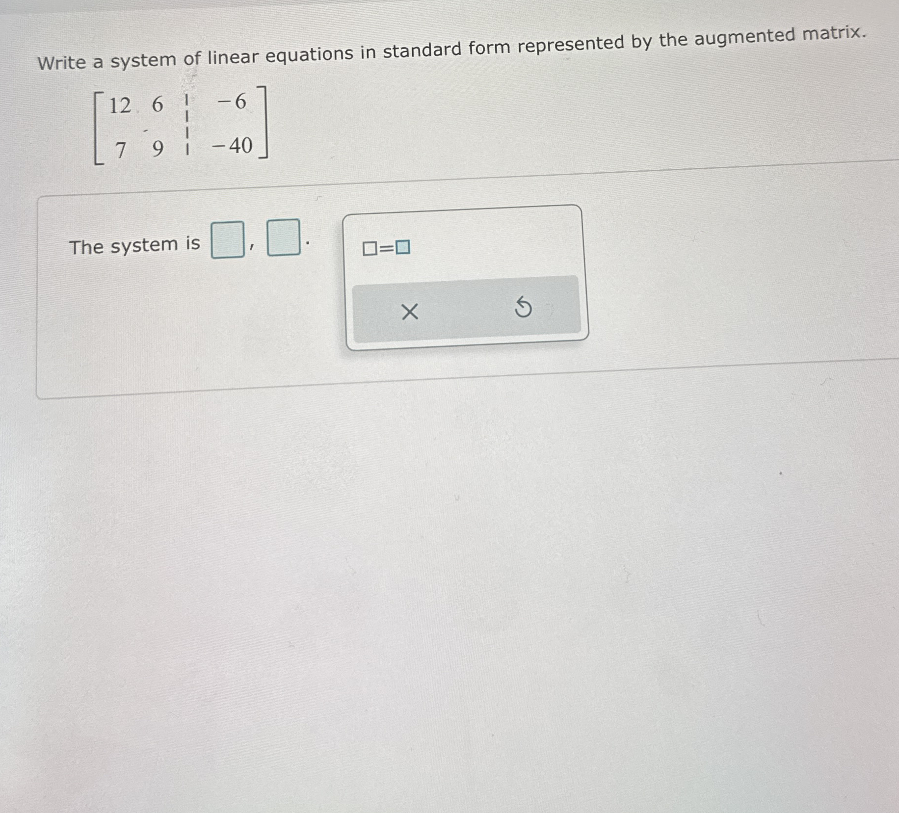 Solved Write a system of linear equations in standard form | Chegg.com