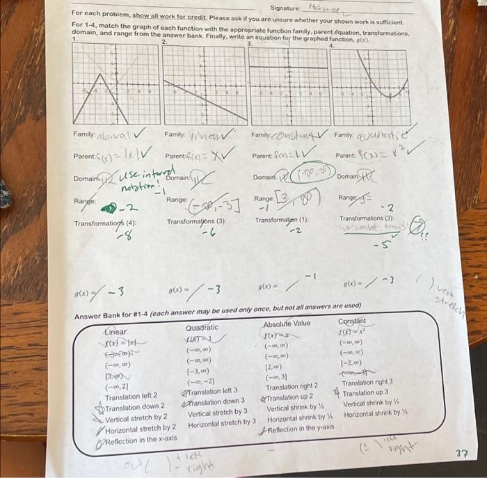 Solved For each problem, show all work for credit. Please | Chegg.com