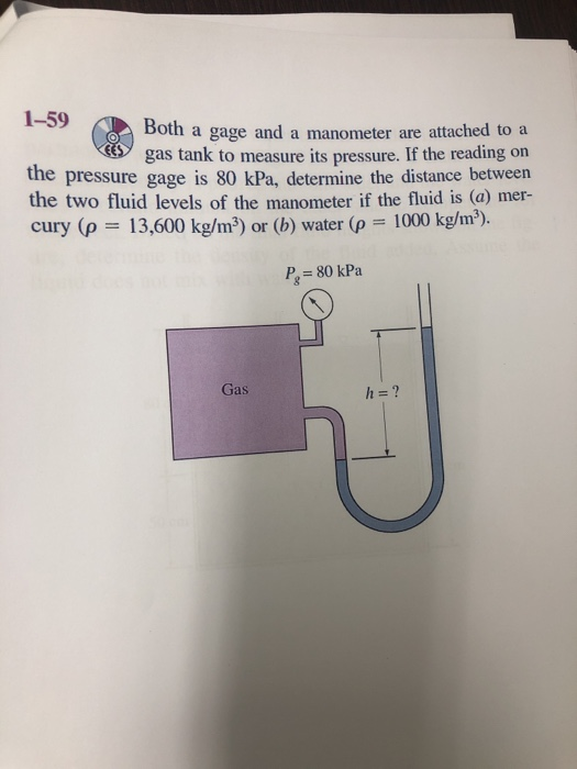Solved 1-59 Both a gage and a manometer are attached to a | Chegg.com