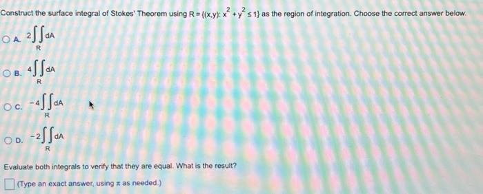 Solved Verify that the line integral and the surface | Chegg.com