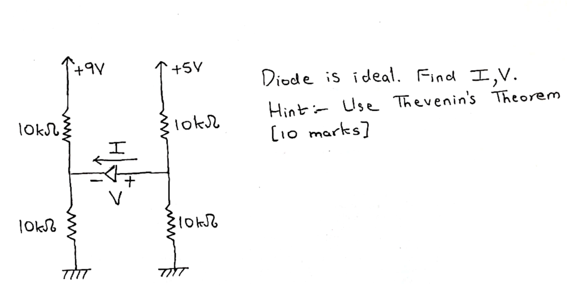 Solved Assuming diode is ideal, find I and V using thevenins | Chegg.com