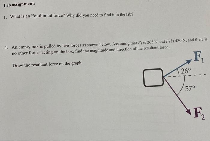 Solved Lab assignment: 1. What is an Equilibrant force? Why | Chegg.com
