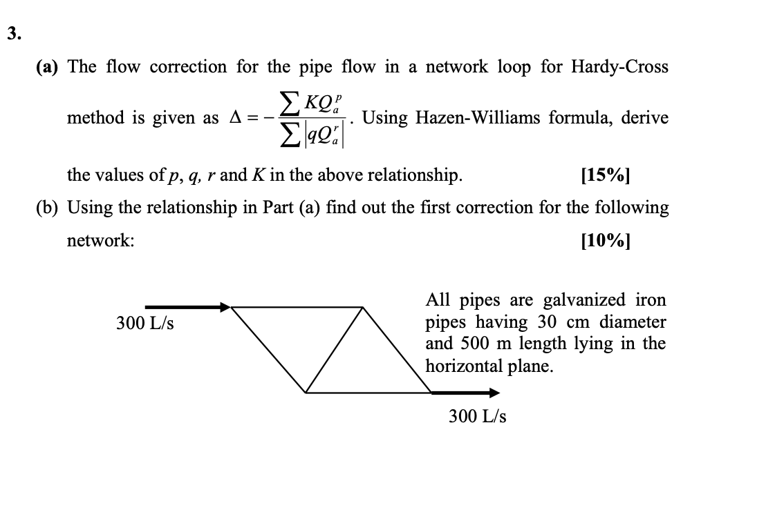 Solved (a) ﻿The flow correction for the pipe flow in a | Chegg.com